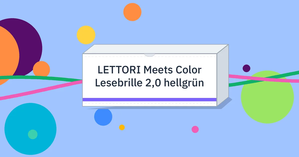 Symbolbild: Packung mit der Aufschrift LETTORI Meets Color Lesebrille 2,0 hellgrün (PZN 11057227) – Verfügbarkeit und Bezug in Apotheken in Frankfurt am Main