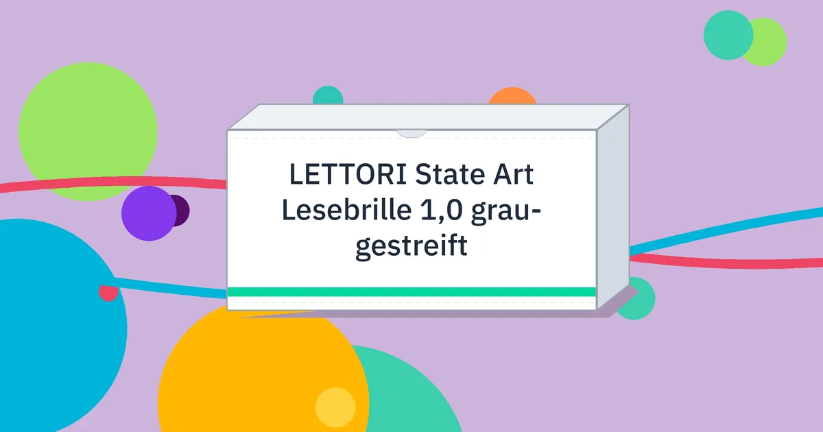 Symbolbild: Packung mit der Aufschrift LETTORI State Art Lesebrille 1,0 grau-gestreift (PZN 11056280) – Verfügbarkeit und Bezug in Apotheken in Frankfurt am Main