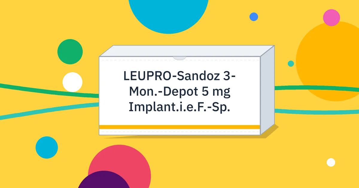 Symbolbild: Packung mit der Aufschrift LEUPRO-Sandoz 3-Mon.-Depot 5 mg Implant.i.e.F.-Sp. (PZN 16825524) – Verfügbarkeit und Bezug in Apotheken in Frankfurt am Main