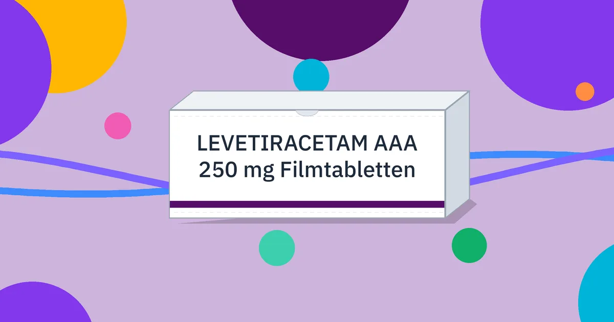 Symbolbild: Packung mit der Aufschrift LEVETIRACETAM AAA 250 mg Filmtabletten (PZN 09381541) – Verfügbarkeit und Bezug in Apotheken in Frankfurt am Main
