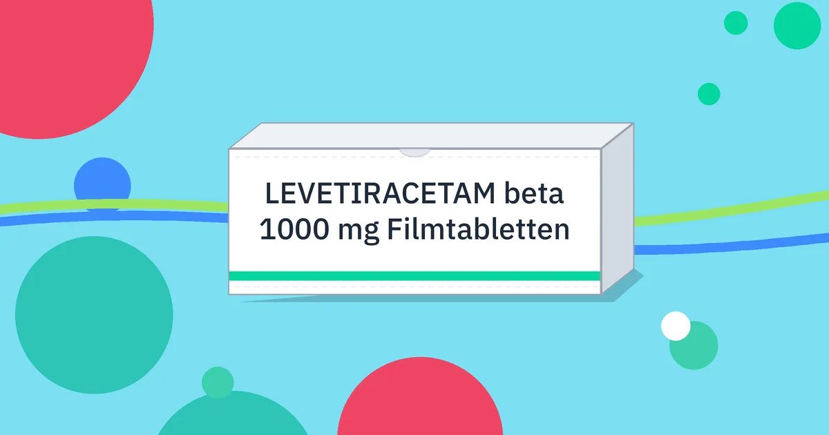 Symbolbild: Packung mit der Aufschrift LEVETIRACETAM beta 1000 mg Filmtabletten (PZN 08841130) – Verfügbarkeit und Bezug in Apotheken in Frankfurt am Main