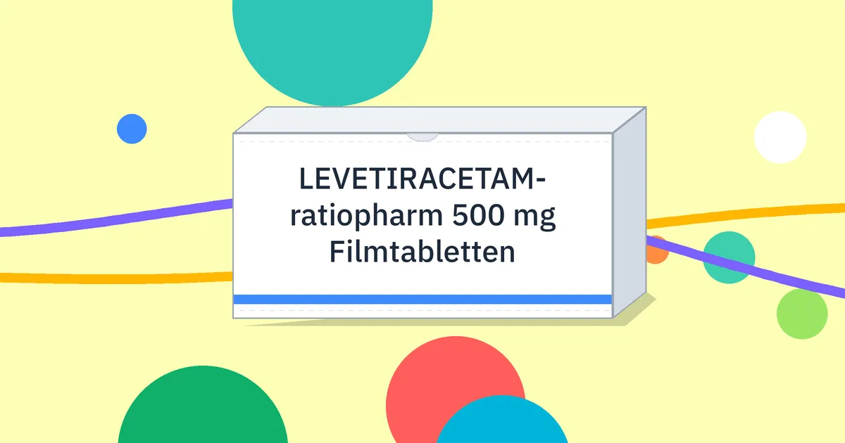 Symbolbild: Packung mit der Aufschrift LEVETIRACETAM-ratiopharm 500 mg Filmtabletten (PZN 08814096) – Verfügbarkeit und Bezug in Apotheken in Frankfurt am Main