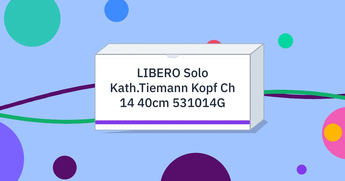 Symbolbild: Packung mit der Aufschrift LIBERO Solo Kath.Tiemann Kopf Ch 14 40cm 531014G (PZN 03731773) – Verfügbarkeit und Bezug in Apotheken in Frankfurt am Main