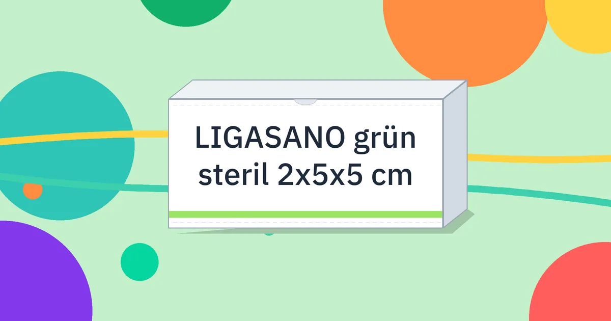 Symbolbild: Packung mit der Aufschrift LIGASANO grün steril 2x5x5 cm (PZN 17251841) – Verfügbarkeit und Bezug in Apotheken in Frankfurt am Main