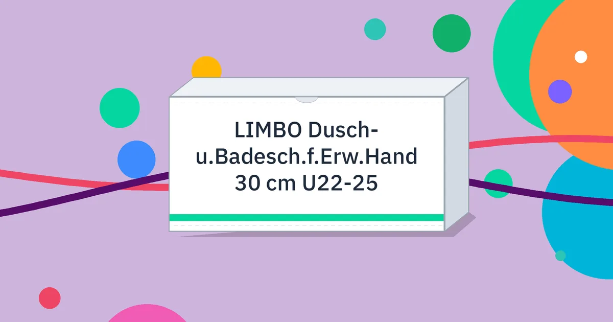 Symbolbild: Packung mit der Aufschrift LIMBO Dusch-u.Badesch.f.Erw.Hand 30 cm U22-25 (PZN 13234260) – Verfügbarkeit und Bezug in Apotheken in Frankfurt am Main