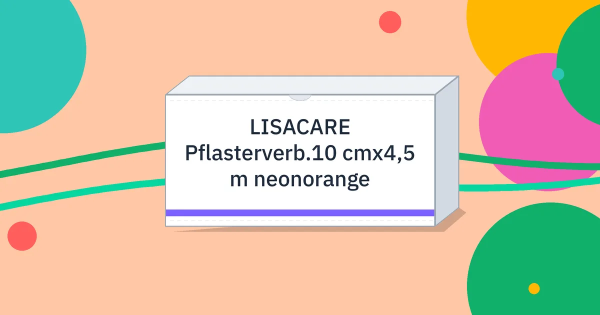 Symbolbild: Packung mit der Aufschrift LISACARE Pflasterverb.10 cmx4,5 m neonorange (PZN 17893137) – Verfügbarkeit und Bezug in Apotheken in Frankfurt am Main