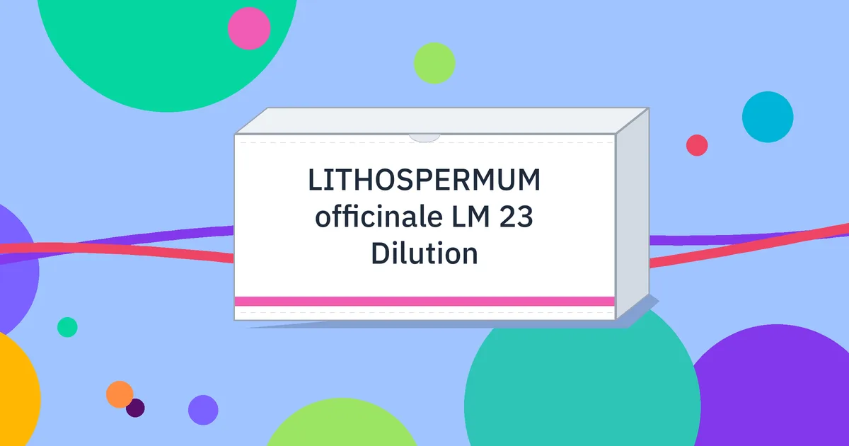 Symbolbild: Packung mit der Aufschrift LITHOSPERMUM officinale LM 23 Dilution (PZN 13532141) – Verfügbarkeit und Bezug in Apotheken in Frankfurt am Main
