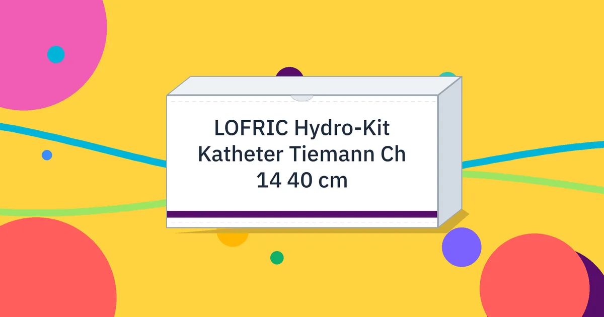 Symbolbild: Packung mit der Aufschrift LOFRIC Hydro-Kit Katheter Tiemann Ch 14 40 cm (PZN 17153819) – Verfügbarkeit und Bezug in Apotheken in Frankfurt am Main