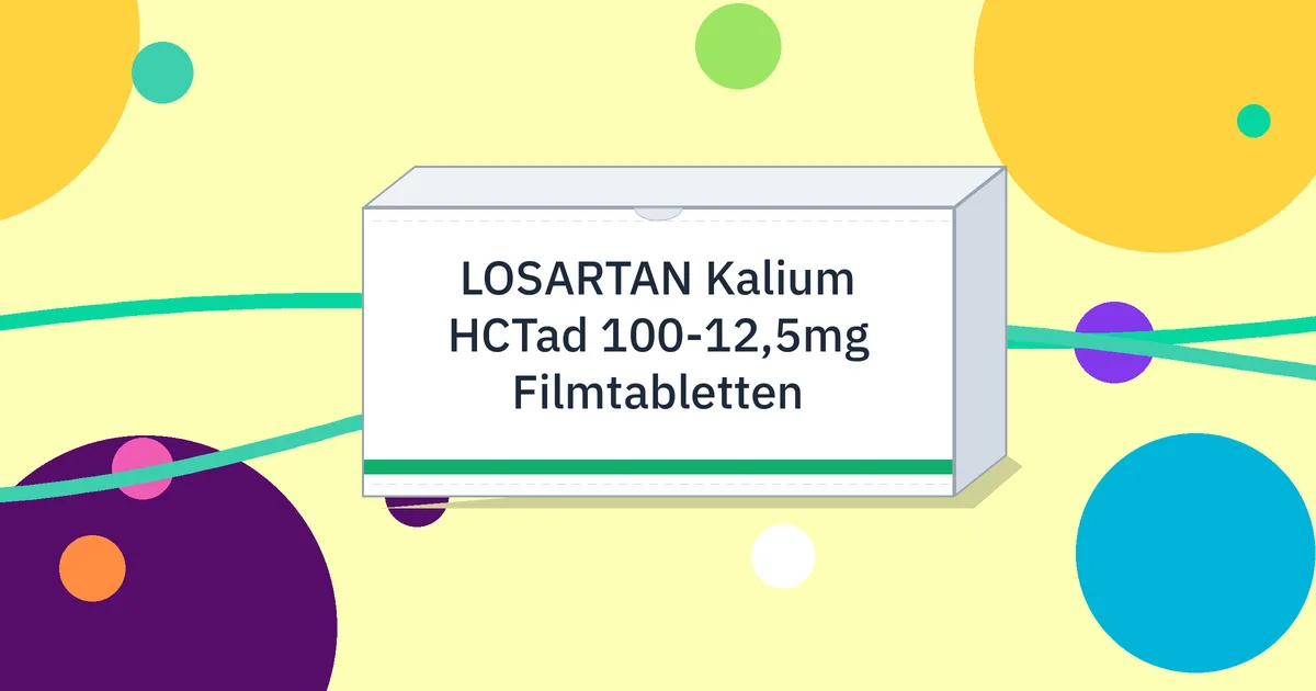 Symbolbild: Packung mit der Aufschrift LOSARTAN Kalium HCTad 100-12,5mg Filmtabletten (PZN 05522832) – Verfügbarkeit und Bezug in Apotheken in Frankfurt am Main