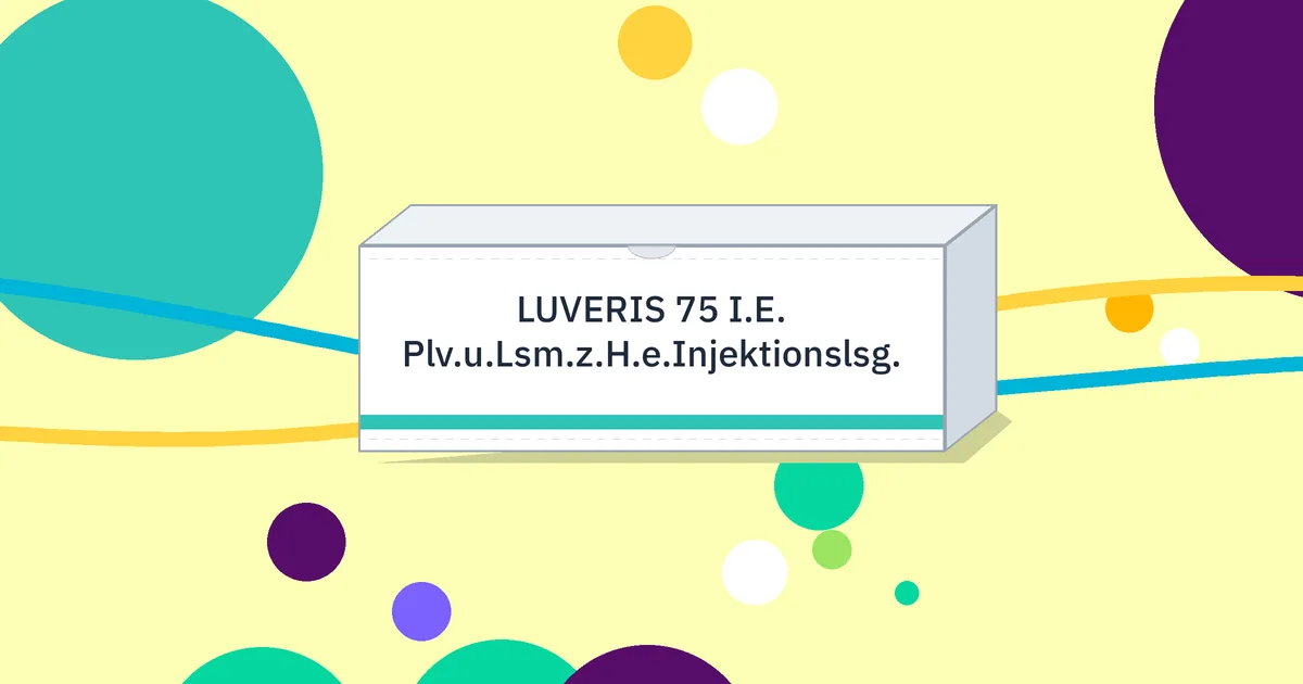 Symbolbild: Packung mit der Aufschrift LUVERIS 75 I.E. Plv.u.Lsm.z.H.e.Injektionslsg. (PZN 17185699) – Verfügbarkeit und Bezug in Apotheken in Frankfurt am Main