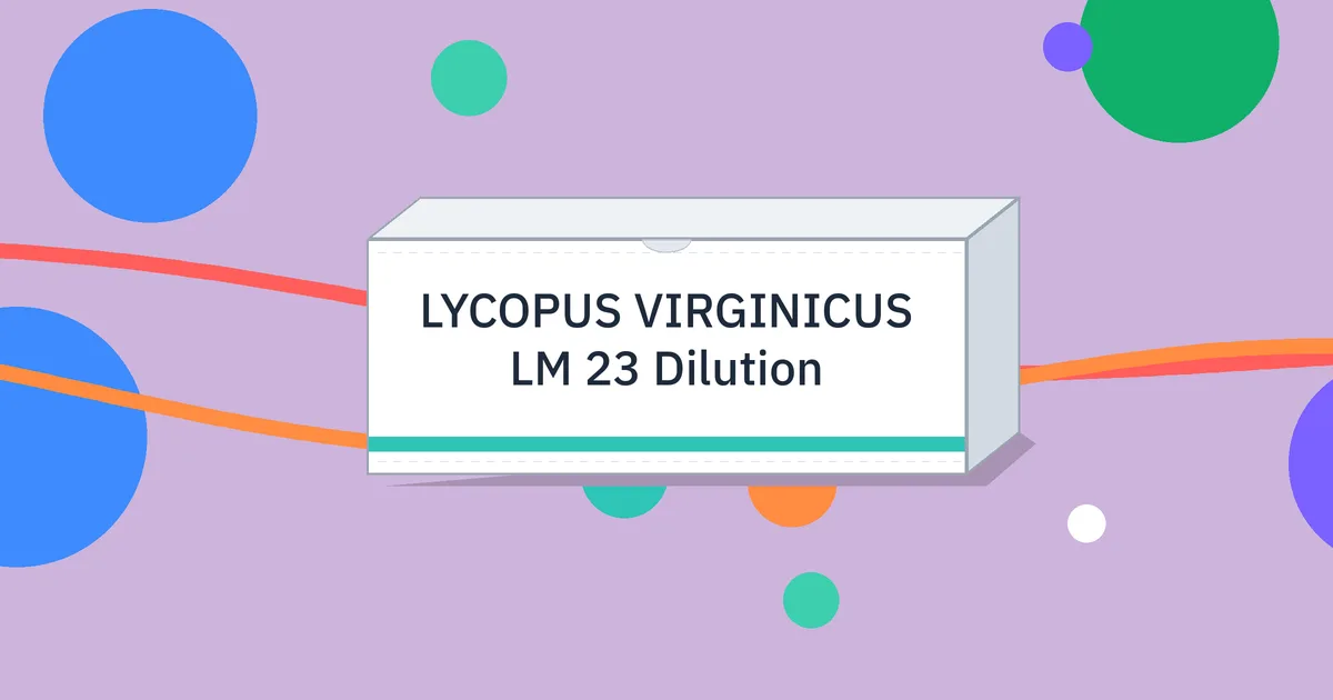 Symbolbild: Packung mit der Aufschrift LYCOPUS VIRGINICUS LM 23 Dilution (PZN 13538617) – Verfügbarkeit und Bezug in Apotheken in Frankfurt am Main