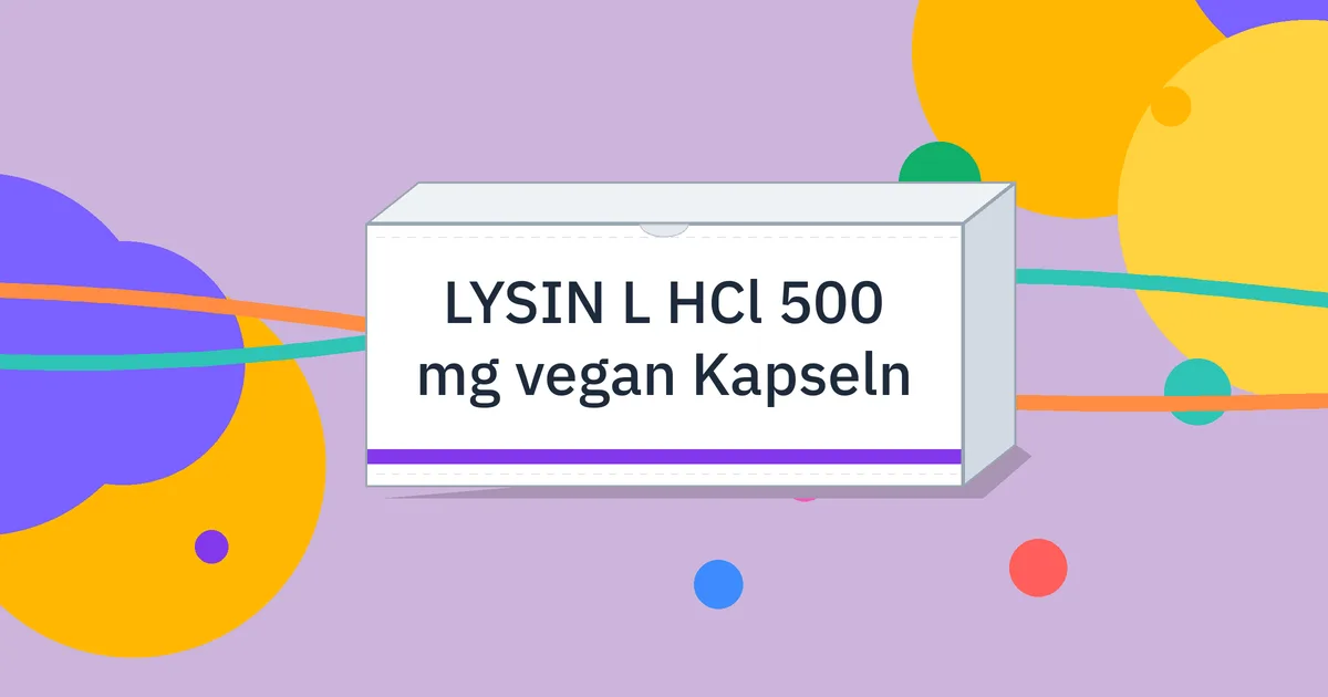 Symbolbild: Packung mit der Aufschrift LYSIN L HCl 500 mg vegan Kapseln (PZN 18375522) – Verfügbarkeit und Bezug in Apotheken in Frankfurt am Main