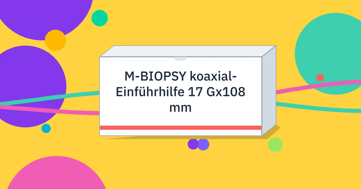 Symbolbild: Packung mit der Aufschrift M-BIOPSY koaxial-Einführhilfe 17 Gx108 mm (PZN 11285738) – Verfügbarkeit und Bezug in Apotheken in Frankfurt am Main