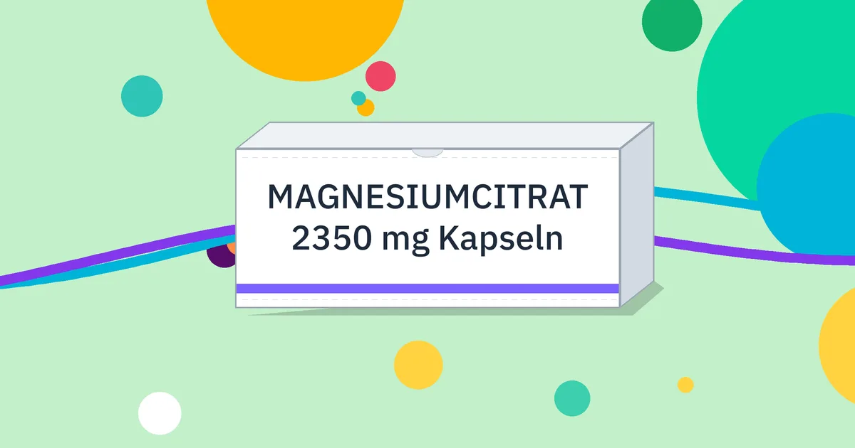 Symbolbild: Packung mit der Aufschrift MAGNESIUMCITRAT 2350 mg Kapseln (PZN 19726900) – Verfügbarkeit und Bezug in Apotheken in Frankfurt am Main