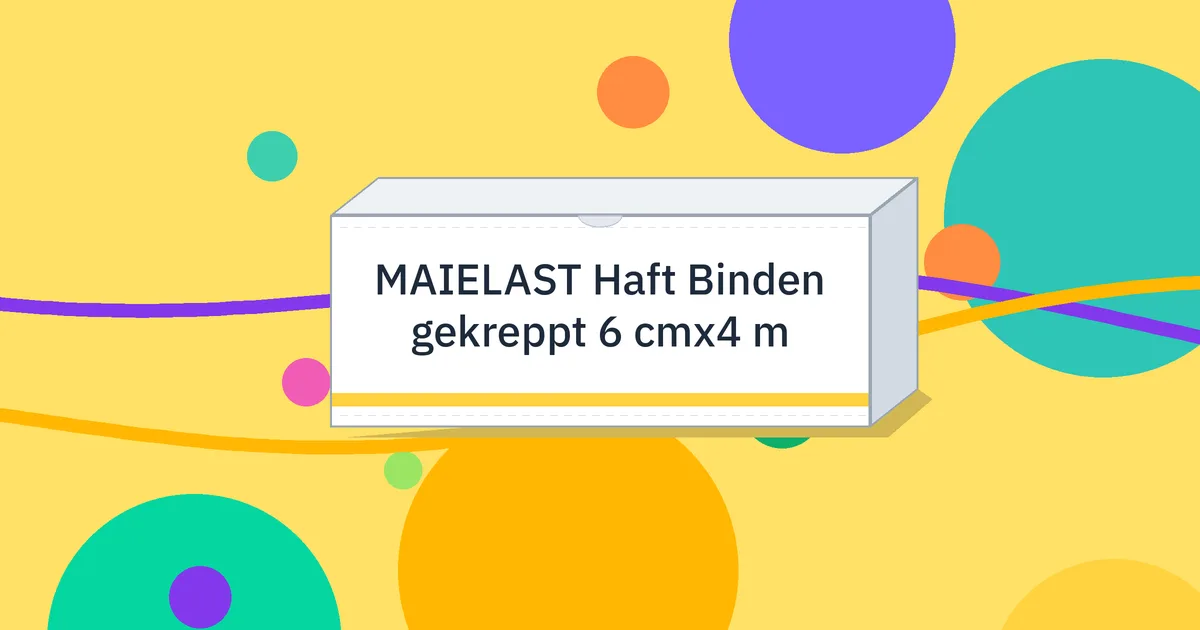 Symbolbild: Packung mit der Aufschrift MAIELAST Haft Binden gekreppt 6 cmx4 m (PZN 00549967) – Verfügbarkeit und Bezug in Apotheken in Frankfurt am Main