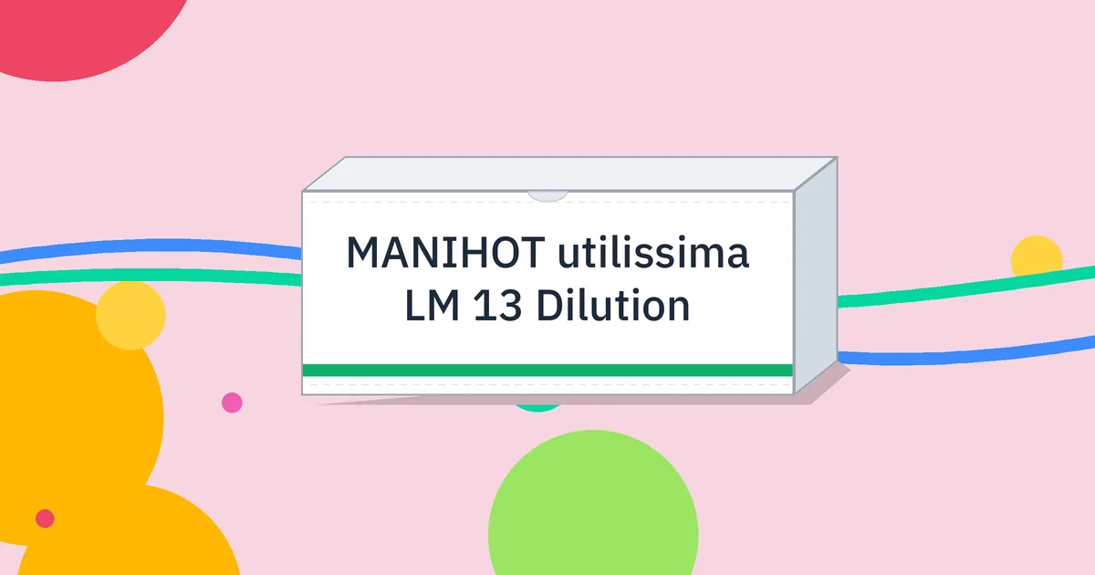 Symbolbild: Packung mit der Aufschrift MANIHOT utilissima LM 13 Dilution (PZN 13600948) – Verfügbarkeit und Bezug in Apotheken in Frankfurt am Main
