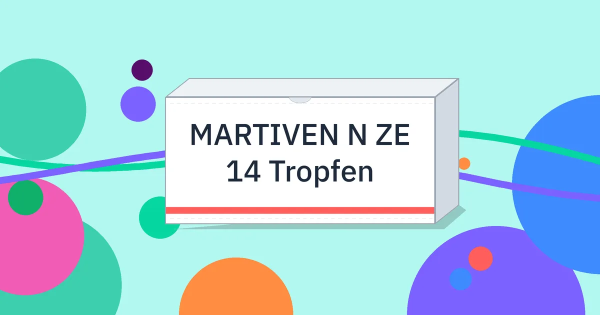 Symbolbild: Packung mit der Aufschrift MARTIVEN N ZE 14 Tropfen (PZN 07117633) – Verfügbarkeit und Bezug in Apotheken in Frankfurt am Main