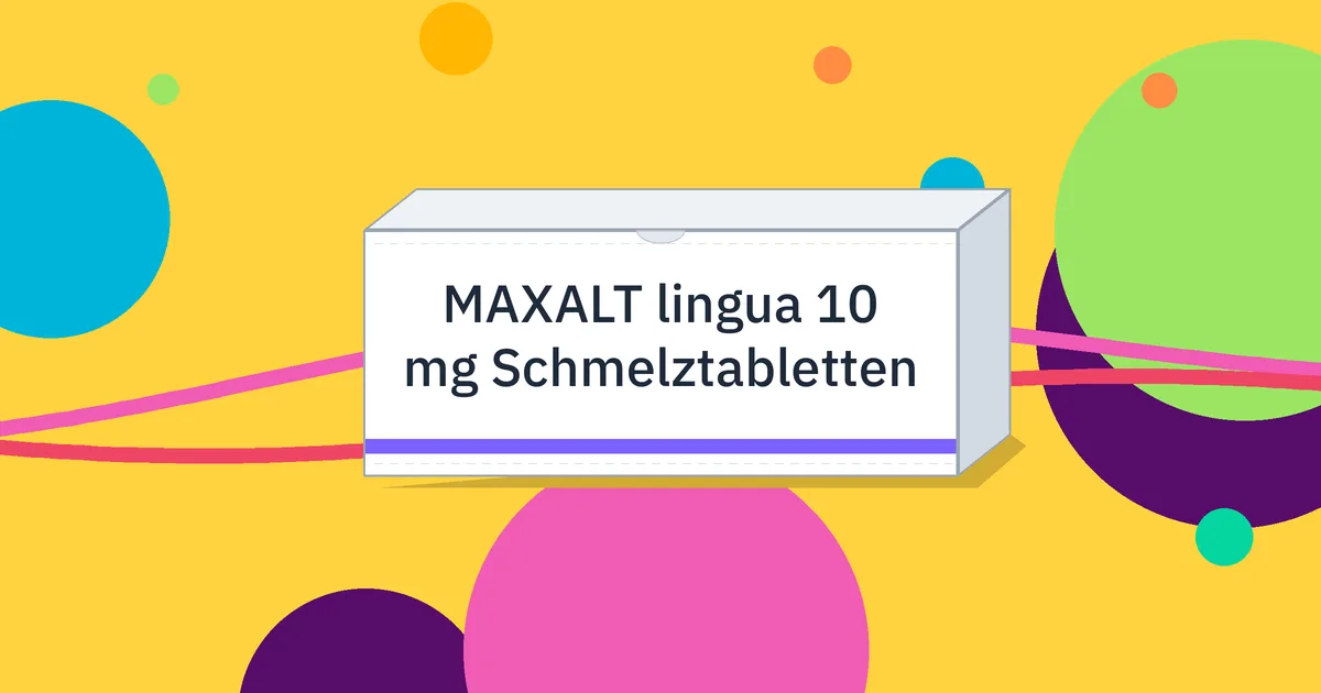 Symbolbild: Packung mit der Aufschrift MAXALT lingua 10 mg Schmelztabletten (PZN 01018166) – Verfügbarkeit und Bezug in Apotheken in Frankfurt am Main