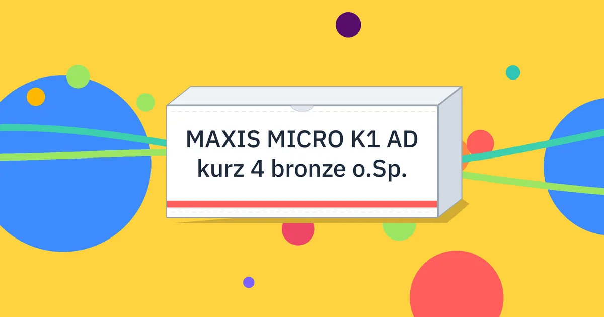 Symbolbild: Packung mit der Aufschrift MAXIS MICRO K1 AD kurz 4 bronze o.Sp. (PZN 17672063) – Verfügbarkeit und Bezug in Apotheken in Frankfurt am Main