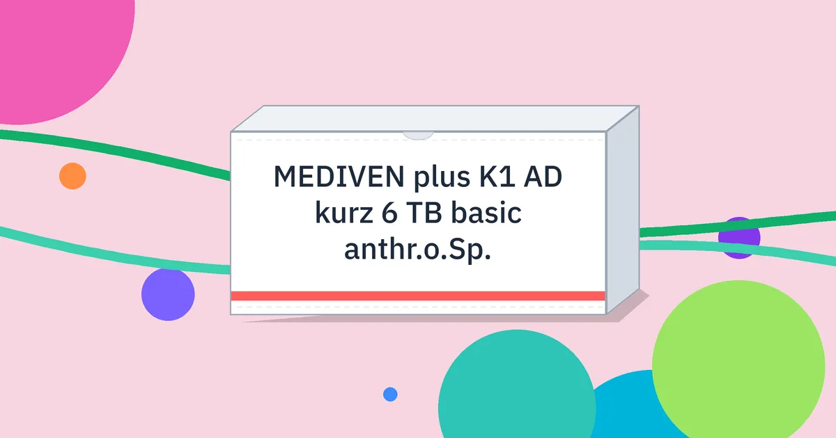 Symbolbild: Packung mit der Aufschrift MEDIVEN plus K1 AD kurz 6 TB basic anthr.o.Sp. (PZN 15045020) – Verfügbarkeit und Bezug in Apotheken in Frankfurt am Main
