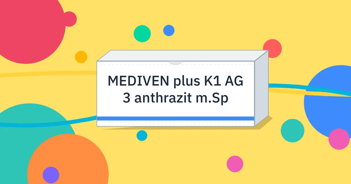 Symbolbild: Packung mit der Aufschrift MEDIVEN plus K1 AG 3 anthrazit m.Sp (PZN 15055716) – Verfügbarkeit und Bezug in Apotheken in Frankfurt am Main
