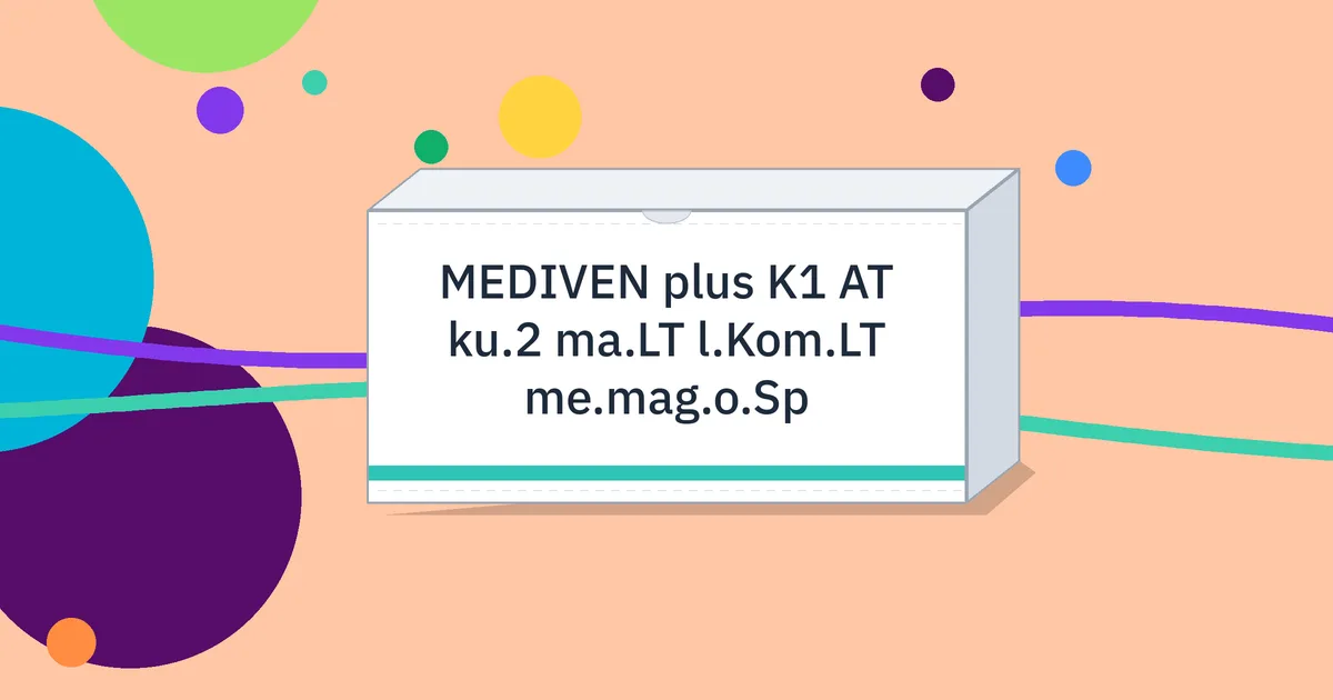 Symbolbild: Packung mit der Aufschrift MEDIVEN plus K1 AT ku.2 ma.LT l.Kom.LT me.mag.o.Sp (PZN 15072086) – Verfügbarkeit und Bezug in Apotheken in Frankfurt am Main