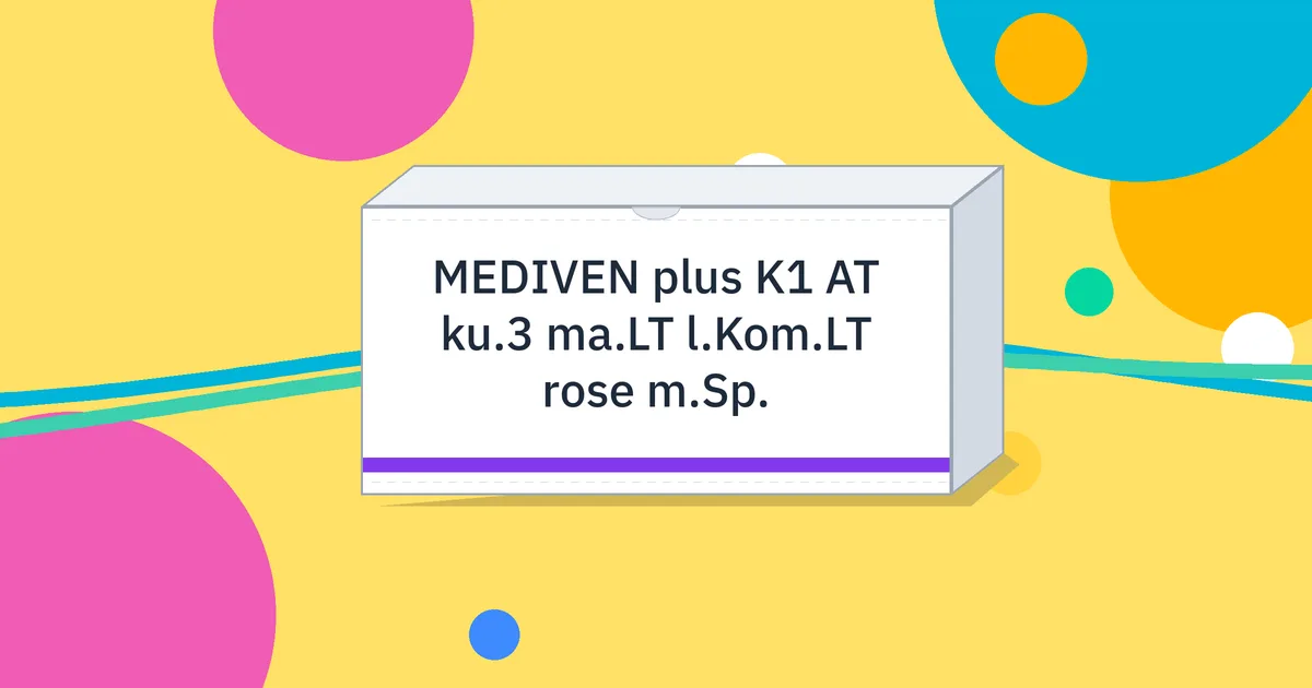 Symbolbild: Packung mit der Aufschrift MEDIVEN plus K1 AT ku.3 ma.LT l.Kom.LT rose m.Sp. (PZN 15071968) – Verfügbarkeit und Bezug in Apotheken in Frankfurt am Main