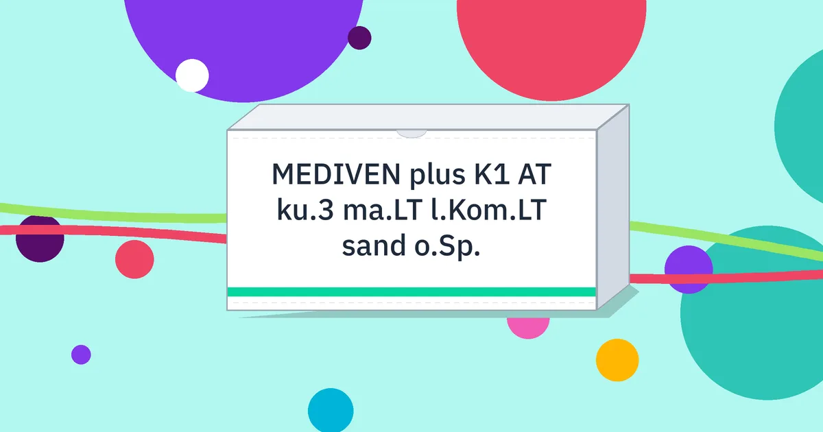 Symbolbild: Packung mit der Aufschrift MEDIVEN plus K1 AT ku.3 ma.LT l.Kom.LT sand o.Sp. (PZN 18943713) – Verfügbarkeit und Bezug in Apotheken in Frankfurt am Main