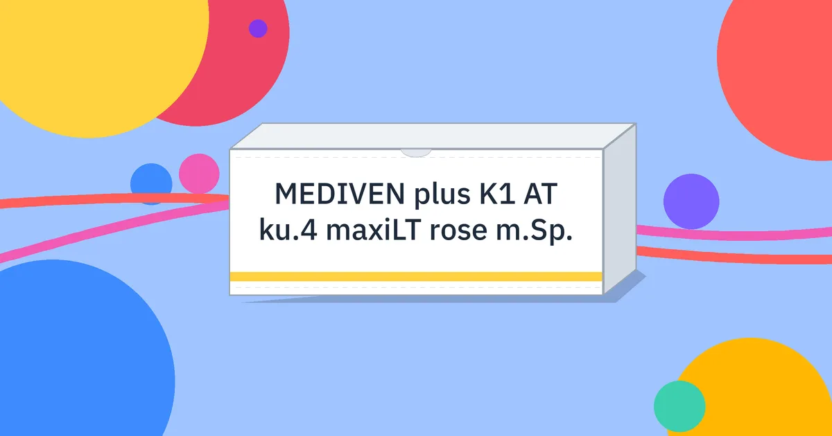 Symbolbild: Packung mit der Aufschrift MEDIVEN plus K1 AT ku.4 maxiLT rose m.Sp. (PZN 15069322) – Verfügbarkeit und Bezug in Apotheken in Frankfurt am Main