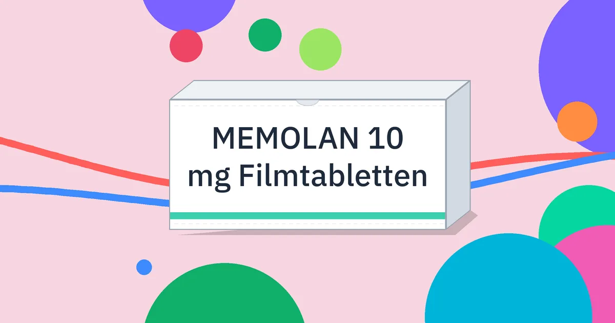 Symbolbild: Packung mit der Aufschrift MEMOLAN 10 mg Filmtabletten (PZN 11588232) – Verfügbarkeit und Bezug in Apotheken in Frankfurt am Main