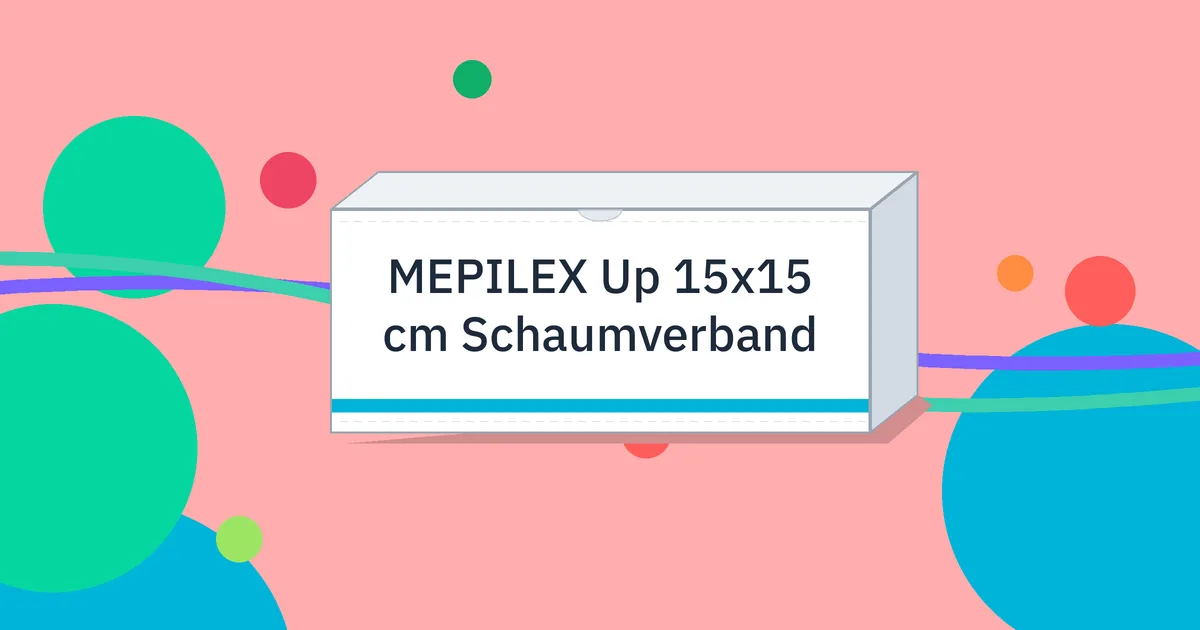 Symbolbild: Packung mit der Aufschrift MEPILEX Up 15x15 cm Schaumverband (PZN 19859481) – Verfügbarkeit und Bezug in Apotheken in Frankfurt am Main