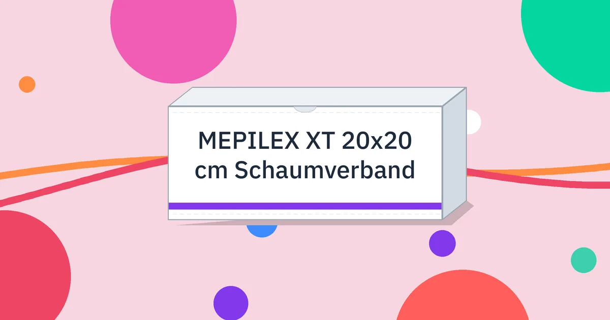 Symbolbild: Packung mit der Aufschrift MEPILEX XT 20x20 cm Schaumverband (PZN 17972084) – Verfügbarkeit und Bezug in Apotheken in Frankfurt am Main