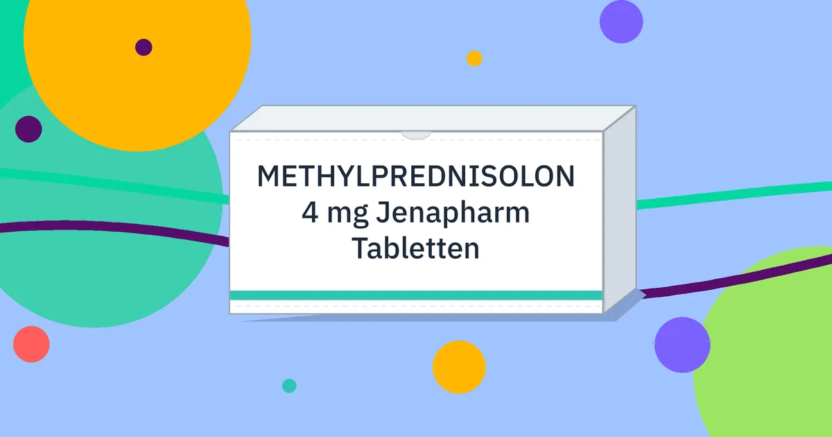 Symbolbild: Packung mit der Aufschrift METHYLPREDNISOLON 4 mg Jenapharm Tabletten (PZN 08424136) – Verfügbarkeit und Bezug in Apotheken in Frankfurt am Main