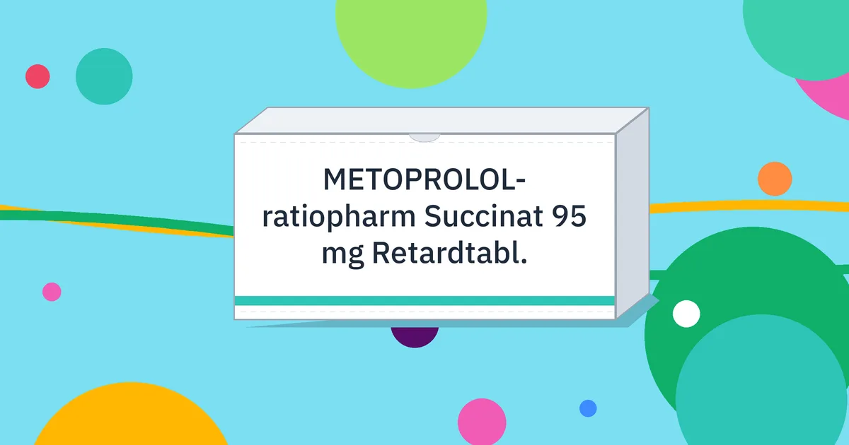 Symbolbild: Packung mit der Aufschrift METOPROLOL-ratiopharm Succinat 95 mg Retardtabl. (PZN 00089655) – Verfügbarkeit und Bezug in Apotheken in Frankfurt am Main