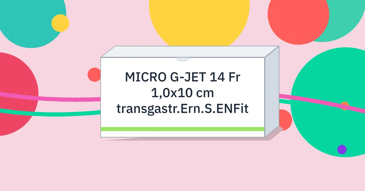 Symbolbild: Packung mit der Aufschrift MICRO G-JET 14 Fr 1,0x10 cm transgastr.Ern.S.ENFit (PZN 17817946) – Verfügbarkeit und Bezug in Apotheken in Frankfurt am Main