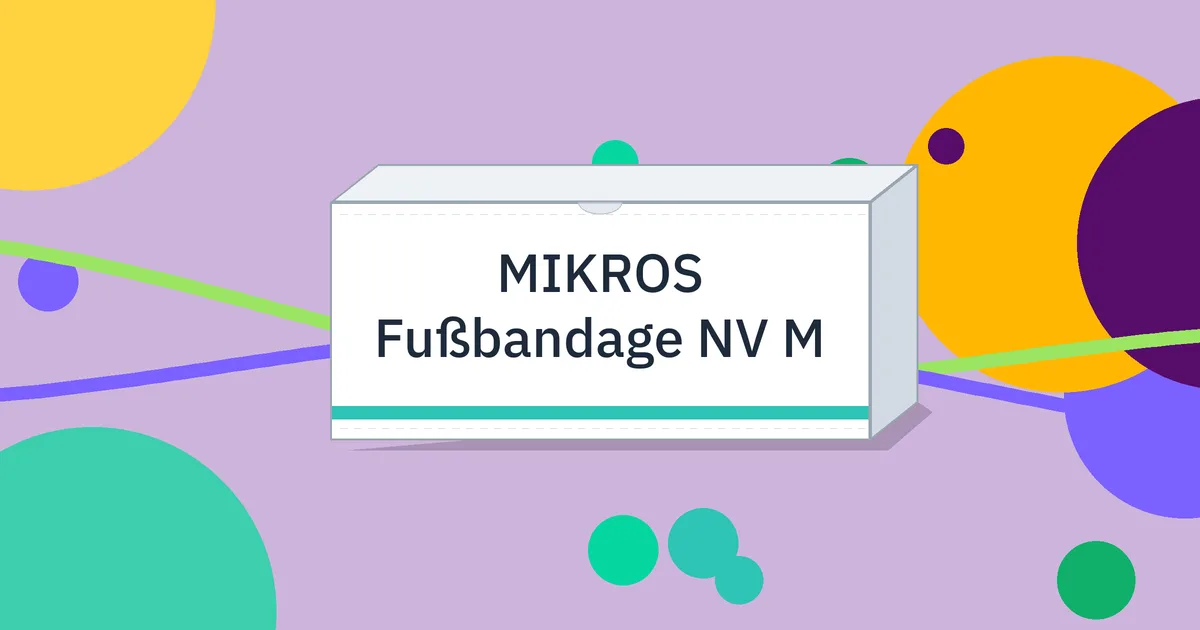 Symbolbild: Packung mit der Aufschrift MIKROS Fußbandage NV M (PZN 03550592) – Verfügbarkeit und Bezug in Apotheken in Frankfurt am Main