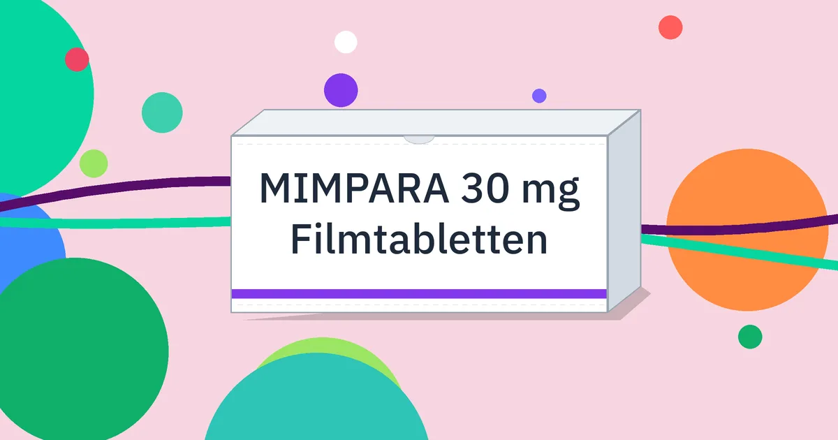 Symbolbild: Packung mit der Aufschrift MIMPARA 30 mg Filmtabletten (PZN 17523340) – Verfügbarkeit und Bezug in Apotheken in Frankfurt am Main