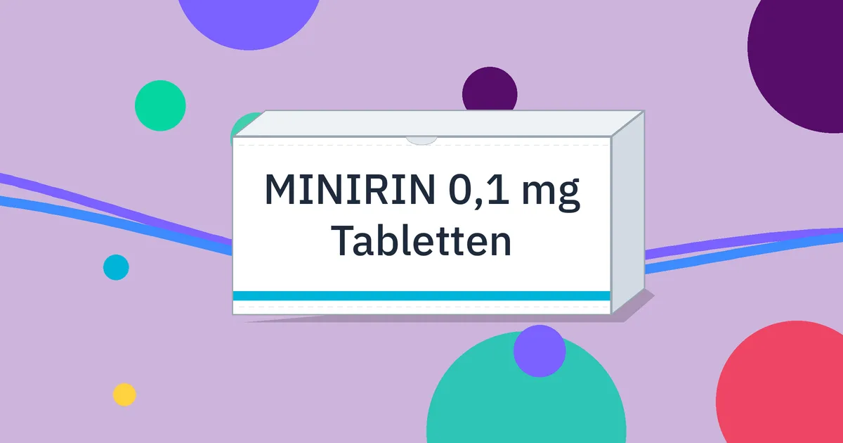Symbolbild: Packung mit der Aufschrift MINIRIN 0,1 mg Tabletten (PZN 01180010) – Verfügbarkeit und Bezug in Apotheken in Frankfurt am Main