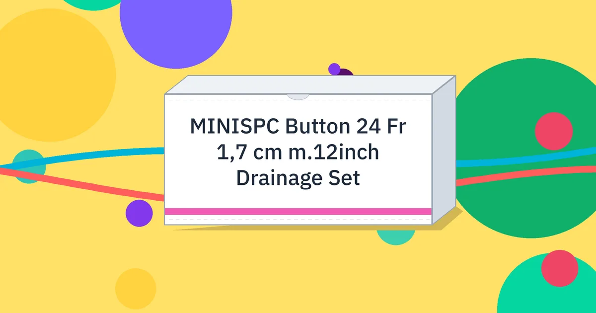 Symbolbild: Packung mit der Aufschrift MINISPC Button 24 Fr 1,7 cm m.12inch Drainage Set (PZN 20821354) – Verfügbarkeit und Bezug in Apotheken in Frankfurt am Main