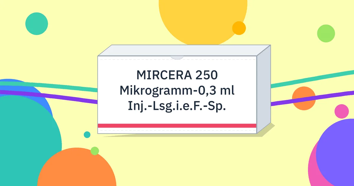 Symbolbild: Packung mit der Aufschrift MIRCERA 250 Mikrogramm-0,3 ml Inj.-Lsg.i.e.F.-Sp. (PZN 05379381) – Verfügbarkeit und Bezug in Apotheken in Frankfurt am Main