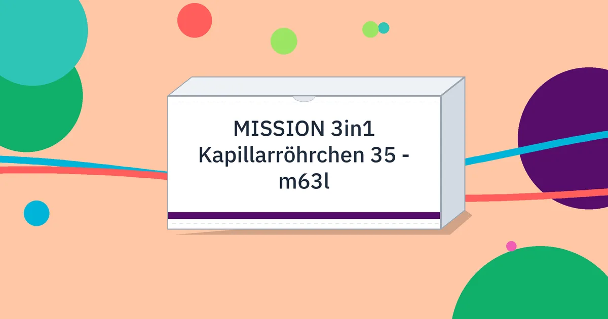 Symbolbild: Packung mit der Aufschrift MISSION 3in1 Kapillarröhrchen 35 -m63l (PZN 16513322) – Verfügbarkeit und Bezug in Apotheken in Frankfurt am Main