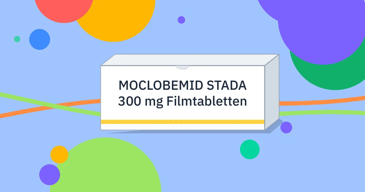 Symbolbild: Packung mit der Aufschrift MOCLOBEMID STADA 300 mg Filmtabletten (PZN 01544995) – Verfügbarkeit und Bezug in Apotheken in Frankfurt am Main