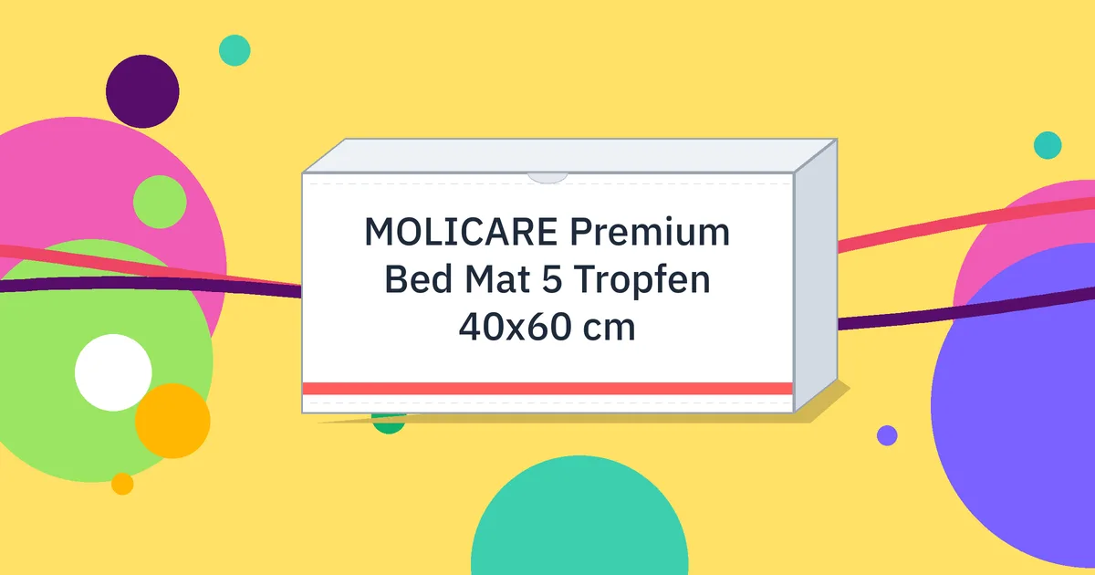 Symbolbild: Packung mit der Aufschrift MOLICARE Premium Bed Mat 5 Tropfen 40x60 cm (PZN 16136641) – Verfügbarkeit und Bezug in Apotheken in Frankfurt am Main