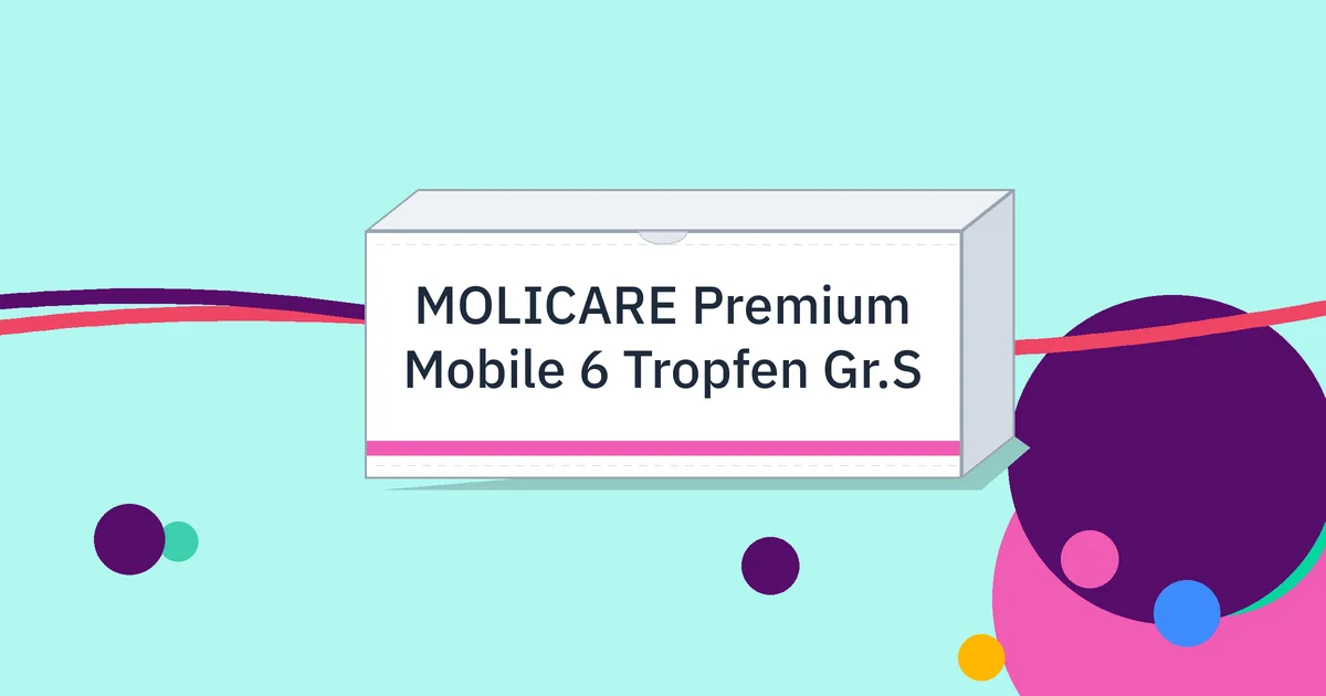Symbolbild: Packung mit der Aufschrift MOLICARE Premium Mobile 6 Tropfen Gr.S (PZN 13476856) – Verfügbarkeit und Bezug in Apotheken in Frankfurt am Main