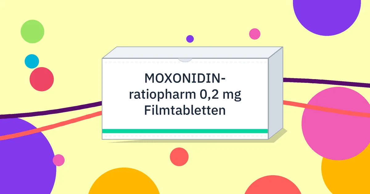Symbolbild: Packung mit der Aufschrift MOXONIDIN-ratiopharm 0,2 mg Filmtabletten (PZN 01697718) – Verfügbarkeit und Bezug in Apotheken in Frankfurt am Main