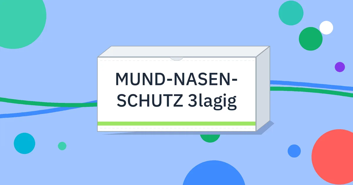 Symbolbild: Packung mit der Aufschrift MUND-NASEN-SCHUTZ 3lagig (PZN 16686956) – Verfügbarkeit und Bezug in Apotheken in Frankfurt am Main