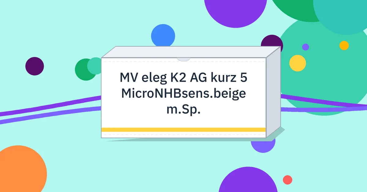 Symbolbild: Packung mit der Aufschrift MV eleg K2 AG kurz 5 MicroNHBsens.beige m.Sp. (PZN 15710316) – Verfügbarkeit und Bezug in Apotheken in Frankfurt am Main