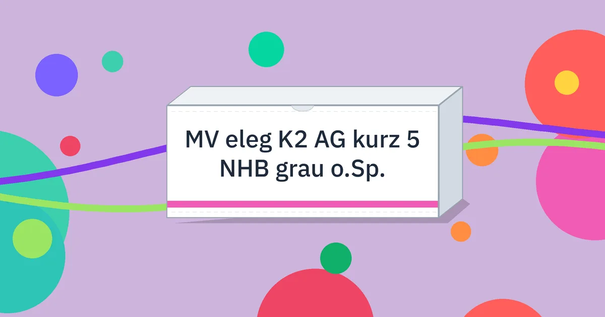 Symbolbild: Packung mit der Aufschrift MV eleg K2 AG kurz 5 NHB grau o.Sp. (PZN 18925342) – Verfügbarkeit und Bezug in Apotheken in Frankfurt am Main