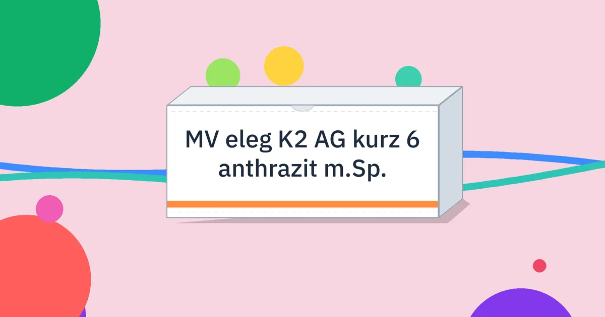 Symbolbild: Packung mit der Aufschrift MV eleg K2 AG kurz 6 anthrazit m.Sp. (PZN 00644186) – Verfügbarkeit und Bezug in Apotheken in Frankfurt am Main