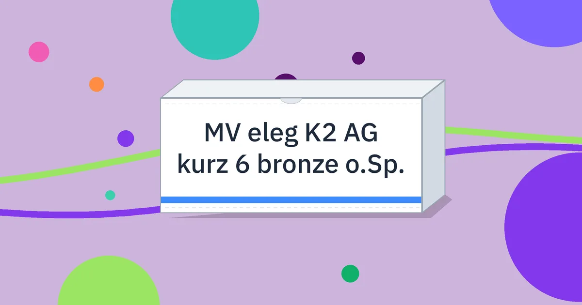 Symbolbild: Packung mit der Aufschrift MV eleg K2 AG kurz 6 bronze o.Sp. (PZN 14717256) – Verfügbarkeit und Bezug in Apotheken in Frankfurt am Main